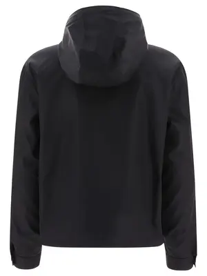 Prada Logo Plaque Zip-up Hooded Jacket