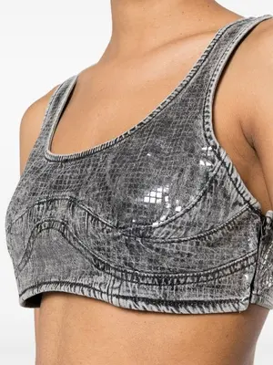 DIESEL® Sequin-effect Denim Cropped Top