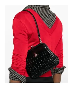 VIVIENNE WESTWOOD Frame Embossed Shoulder Bag - Black