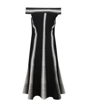 Alexander McQueen Off-the-shoulder Geometric Jacquard Dress