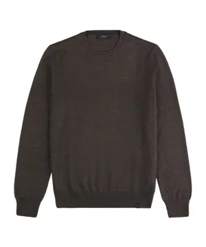 FAY Wool Round Neck Knitwear - Brown
