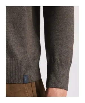 FAY Wool Round Neck Knitwear - Brown