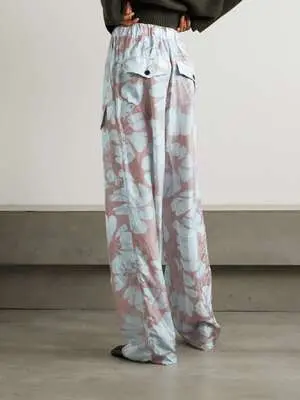 Dries Van Noten Floral-print Silk Drawstring Trousers