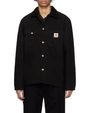 Carhartt Work In Progress Michigan Work Canvas Jacket With Corduroy Collar - Black