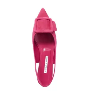 Manolo Blahnik Strappy Point-toe Flats With Buckle Detail - Red