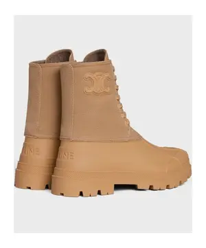 Celine Riley Lace-up Boot In Canvas - Caramel