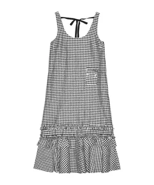 GANNI Checked Sleeveless Midi Dress