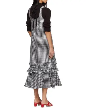GANNI Checked Sleeveless Midi Dress