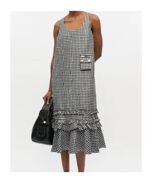 GANNI Checked Sleeveless Midi Dress