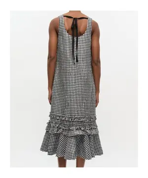 GANNI Checked Sleeveless Midi Dress