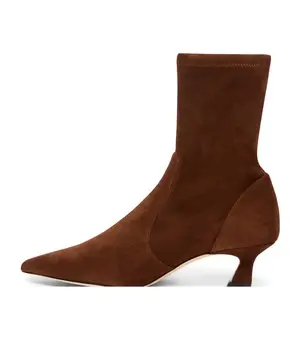 STUART WEITZMAN Pointed Toe Sculpted Heel Ankle Boots - Brown