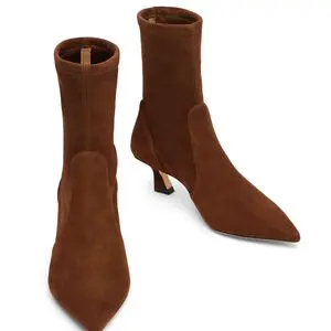 STUART WEITZMAN Pointed Toe Sculpted Heel Ankle Boots - Brown