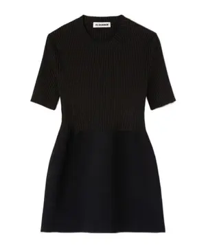 JIL SANDER Short Sleeve Ribbed Knit Top