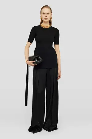 JIL SANDER Short Sleeve Ribbed Knit Top