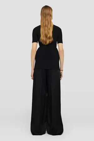 JIL SANDER Short Sleeve Ribbed Knit Top