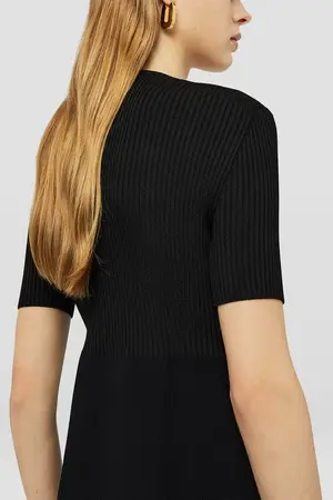 JIL SANDER Short Sleeve Ribbed Knit Top