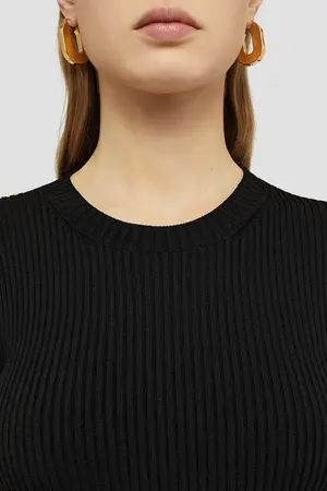 JIL SANDER Short Sleeve Ribbed Knit Top