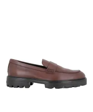 Hogan H673 Round-toe Loafers With Thick Sole - Brown