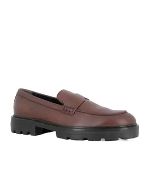 Hogan H673 Round-toe Loafers With Thick Sole - Brown