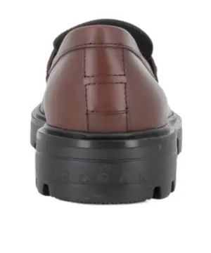 Hogan H673 Round-toe Loafers With Thick Sole - Brown