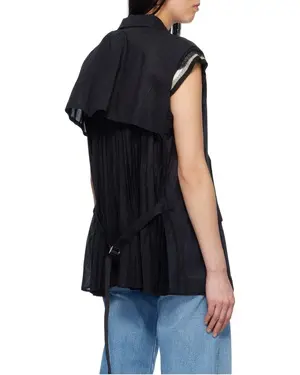 Sacai Storm Flap Pinstriped Waistcoat