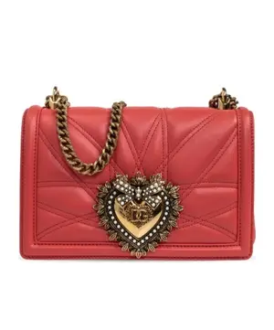 Dolce & Gabbana Devotion Shoulder Bag With Logo Plaque - Red