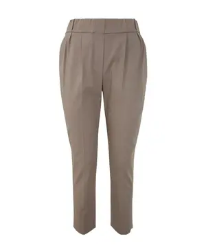 Brunello Cucinelli Cropped Tapered Cotton Trousers - Gray