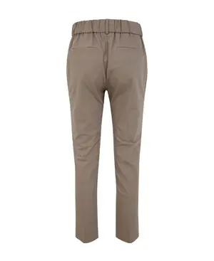 Brunello Cucinelli Cropped Tapered Cotton Trousers - Gray