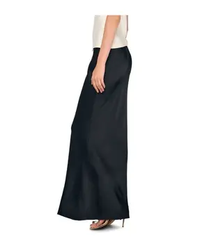 Norma Kamali Satin Fishtail Hem Maxi Skirt - Black