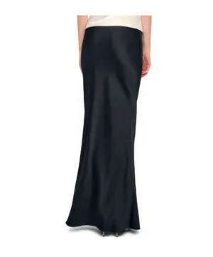 Norma Kamali Satin Fishtail Hem Maxi Skirt - Black
