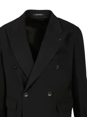 Tagliatore Peak Lapel Double-breasted Coat - Black