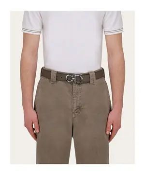 FERRAGAMO Reversible Gancini Belt - Concrete/black