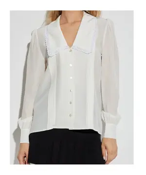 Alessandra Rich Lace-trimmed Pleated Blouse
