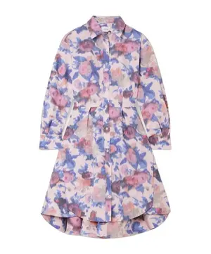 Erdem Asymmetrical Floral Print Mini Shirt Dress