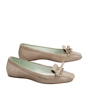 ROGER VIVIER Suede Virgule Ballerinas With Bow Detailing