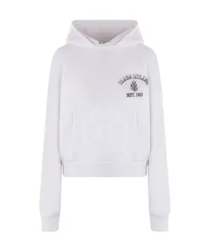Prada Logo Printed Long-sleeved Hoodie - White
