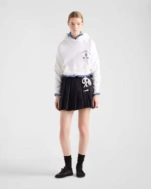 Prada Logo Printed Long-sleeved Hoodie - White