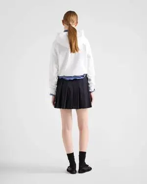 Prada Logo Printed Long-sleeved Hoodie - White