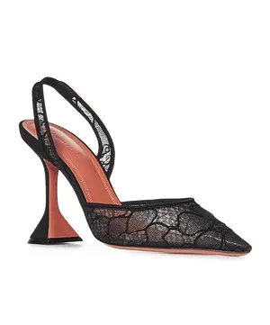Amina Muaddi Floral Lace High-heeled Sandals