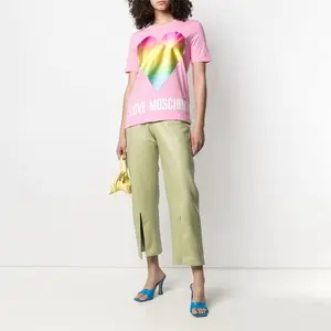 Moschino Round Neck Short Sleeve T-shirt With Heart Detail