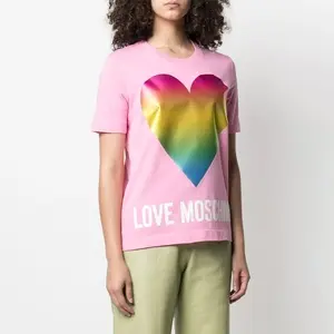 Moschino Round Neck Short Sleeve T-shirt With Heart Detail