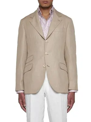 Brunello Cucinelli Single Breasted Tailored Blazer - Nude