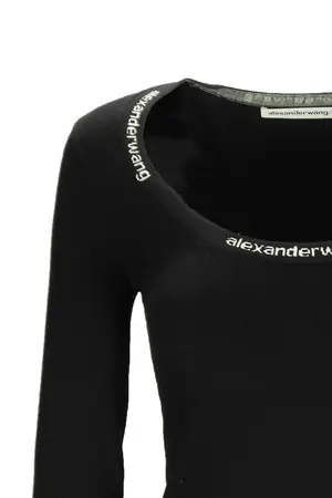 Alexander Wang Logo Tape Scoop Neck Top - Black