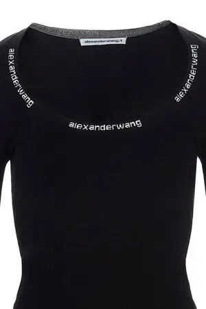 Alexander Wang Logo Tape Scoop Neck Top