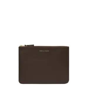 Comme Des Garçons Logo Detailed Zipped Wallet - Black