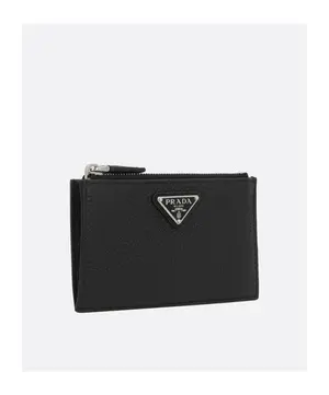 Prada Logo Plaque Zipped Wallet