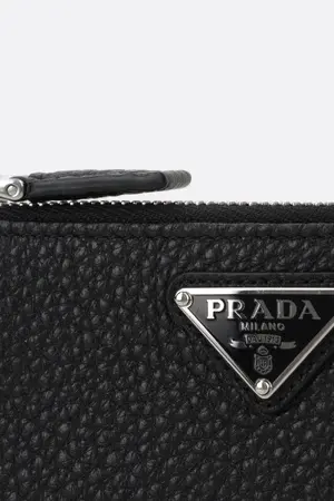 Prada Logo Plaque Zipped Wallet