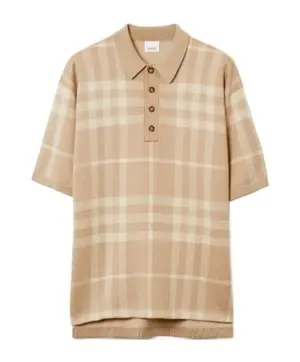 Burberry Check Silk Wool Jacquard Polo Shirt