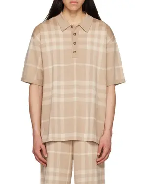 Burberry Check Silk Wool Jacquard Polo Shirt