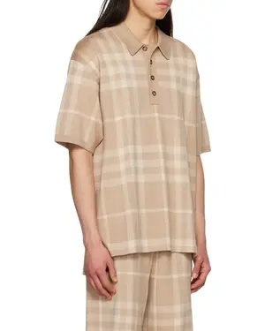Burberry Check Silk Wool Jacquard Polo Shirt